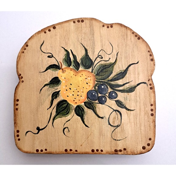 Art | Hand Painted Bread Slice Wooden Trivet Country Cottage Kitchen ...